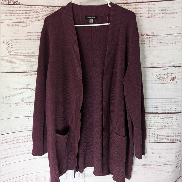 Cable & Gauge | Sweaters | Cable Gauge Burgundy Long Sleeve Open ...